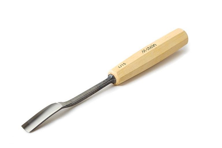 Back-bent woodcarving gouge M-stein, sweep 10. Professional hand tool.